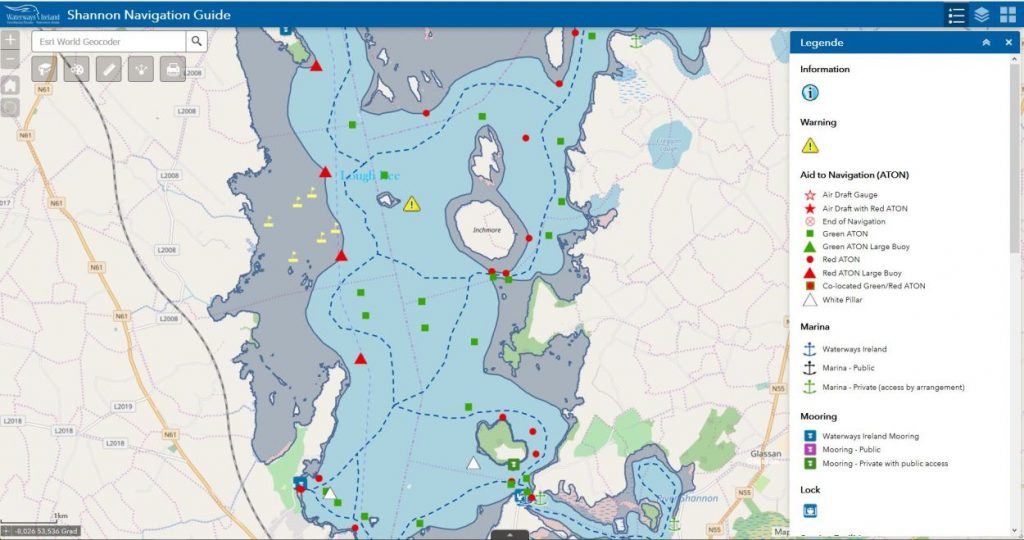 Interaktive Online Charts von Waterways Ireland – Captain's Handbook